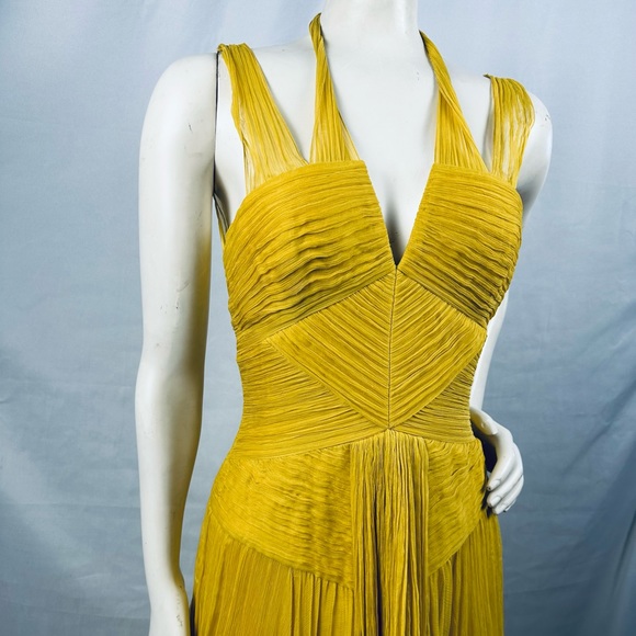 BCBGMaxAzria | Dresses | Max Azria Atelier Yellowgold Gown W Flowing ...
